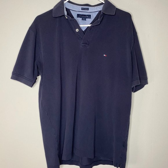 Tommy Hilfiger | Shirts | Tommy Hilfiger Mens Polo Shirt Shortsleeve Lg 4s Two Ply Cotton Blue ...